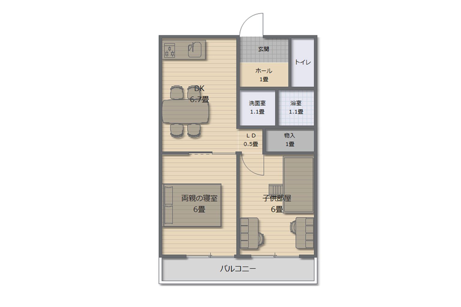 レイアウト図でわかりやすい！2DKで子育てしやすいお部屋の配置アイデアとインテリア - 暮らしエイト【ハウスコム】